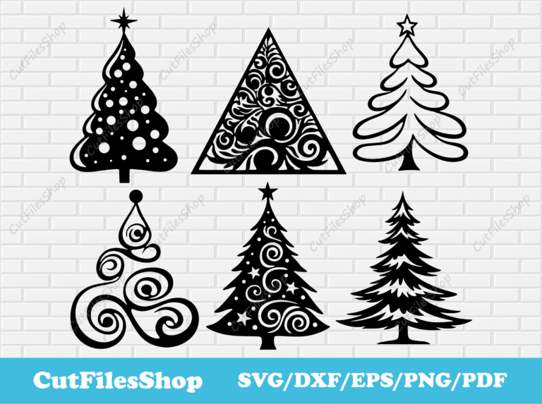 Christmas trees Dxf for laser cut, Christmas art tree Svg for Cricut ...