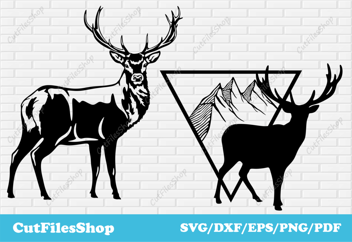 Deer dxf files for laser cutting, deer scene dxf, deer svg art ...