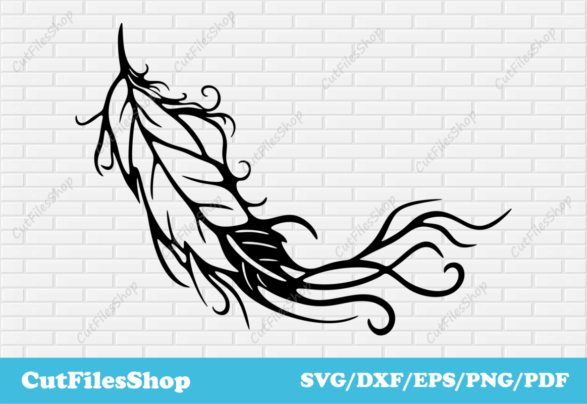Feather svg files, Feather dxf, vector svg images, vector for t shirt ...